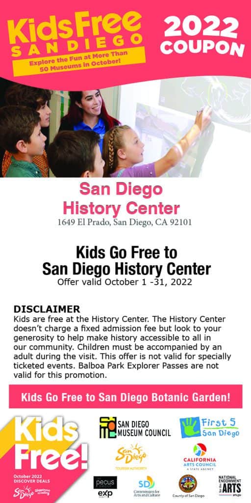 San Diego History Center Kids Free Coupon - San Diego Museum Council
