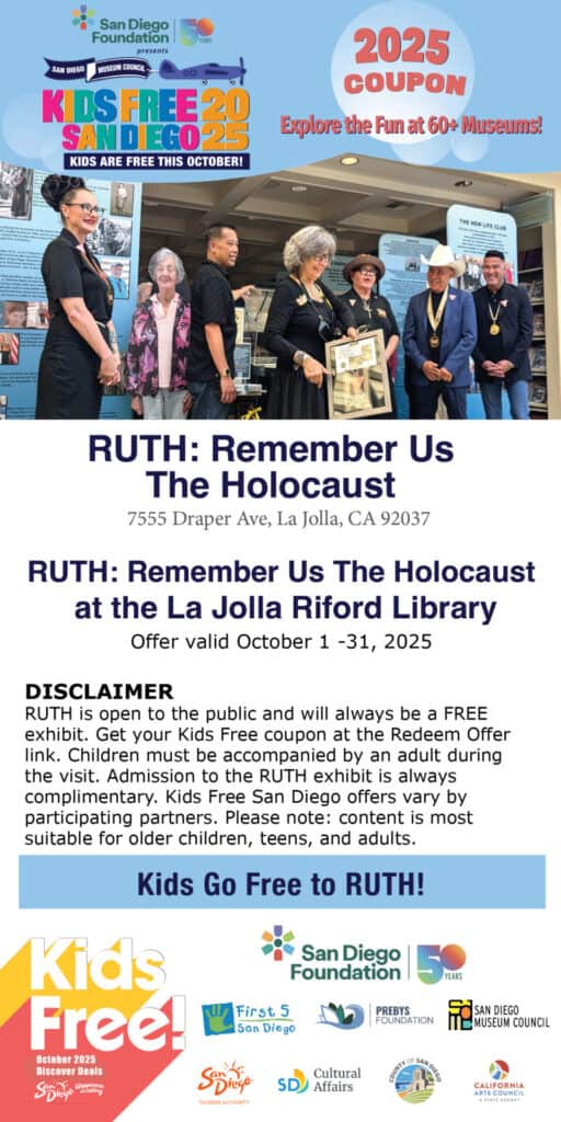 RUTH: Remember Us The Holocaust Kids Free Coupon - San Diego Museum Council
